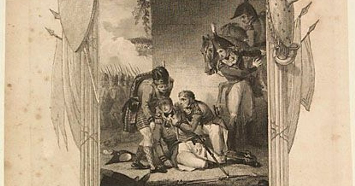 Mort de sir John Moore à la bataille de Corunna, extrait de l'ouvrage ...