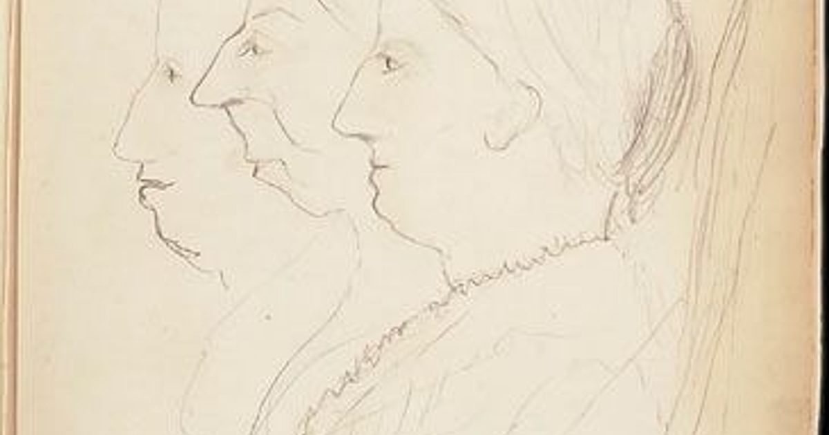 Trois Profils de femme, de l'album du capitaine Frederick Stevenson ...
