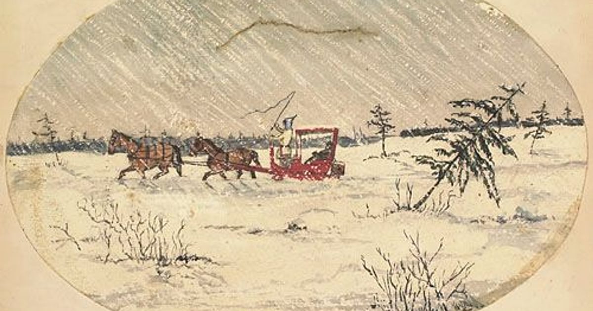 Traîneau dans une tempête, de l'album du capitaine Frederick Stevenson ...