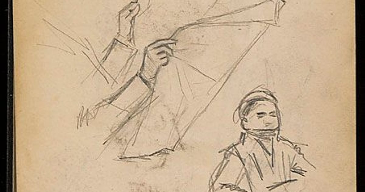 Études d'un homme lisant un journal et d'un personnage | Musée national ...