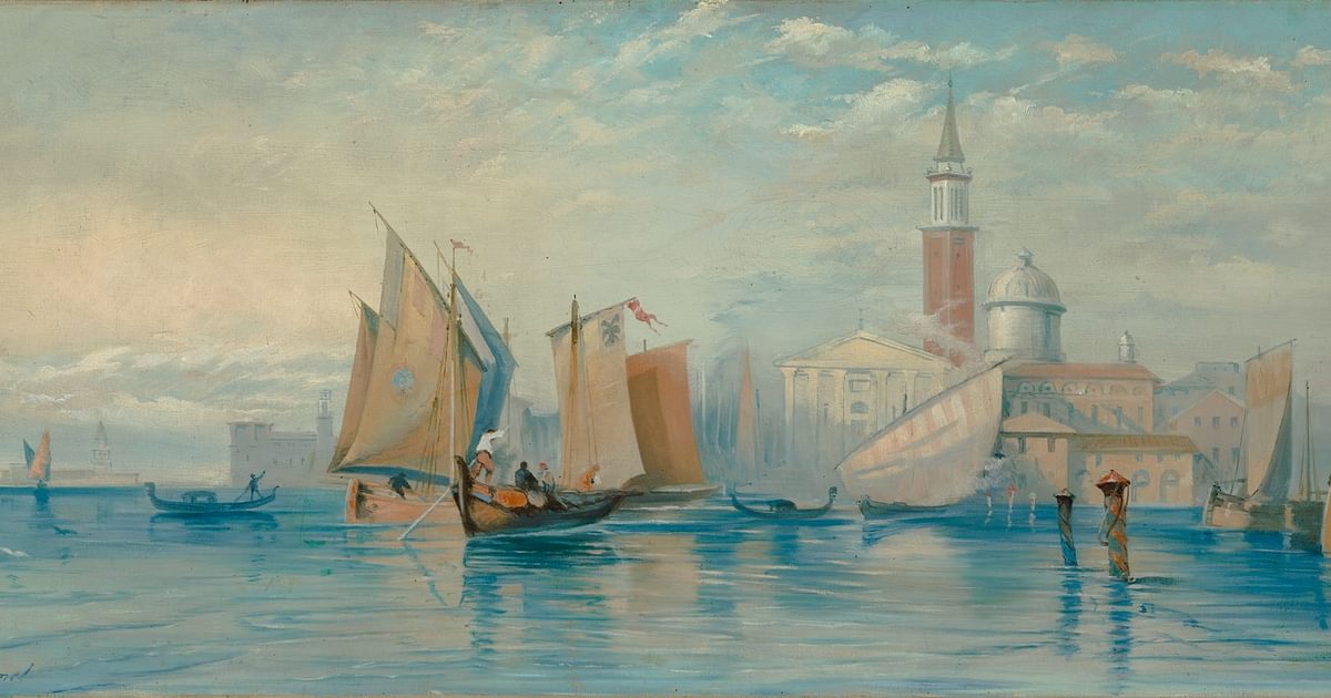 Embarcations sur la lagune de Venise devant la basilique et le… | Musée national des beaux-arts ...