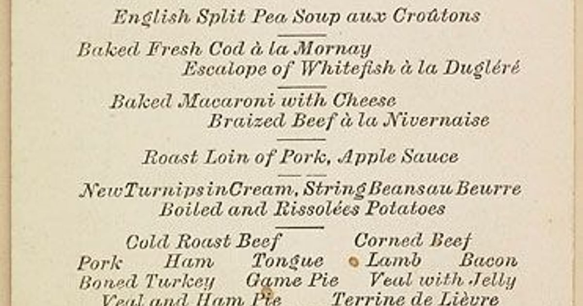 Un menu du Château Frontenac, Québec, de l'album du capitaine… | Musée ...
