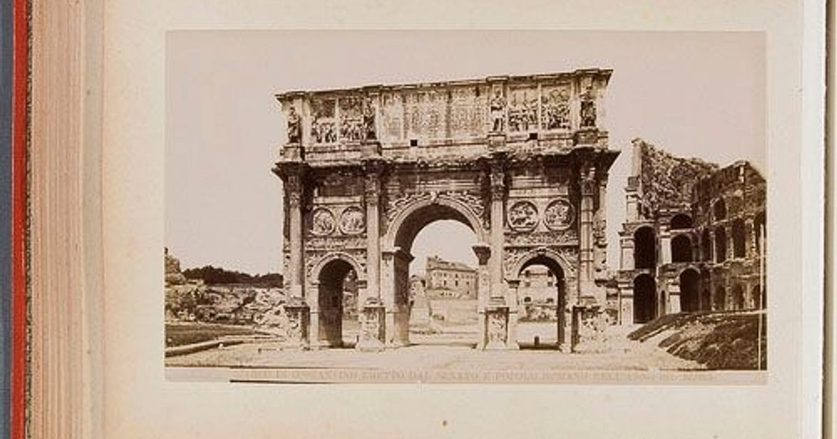 L'Arc de triomphe de Constantin et le Colisée, Rome, de l'album Roma ...